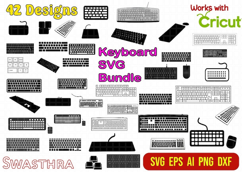 Computer Keyboard SVG Bundle, Computer Silhouette Svg, Keyboard Svg ...