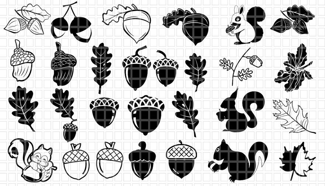 50 Acorn SVG Bundle, Oak Leaves Svg, Acorn Clipart, Acorn PNG DXF ...