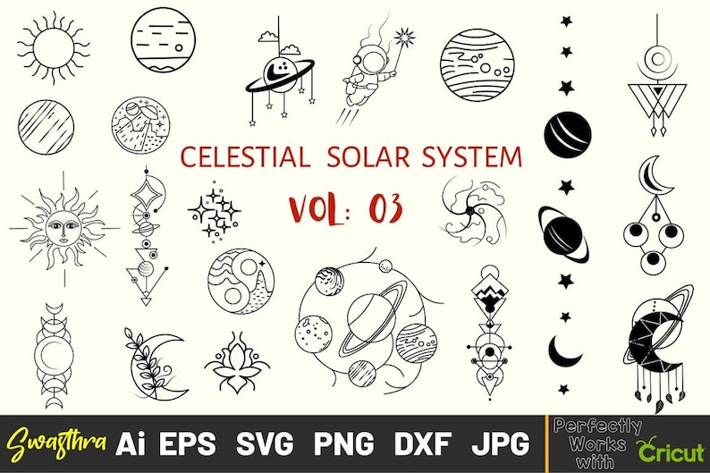 Celestial Space SVG, Planets Svg, Celestial Svg, Moon Svg, Galaxy Space ...