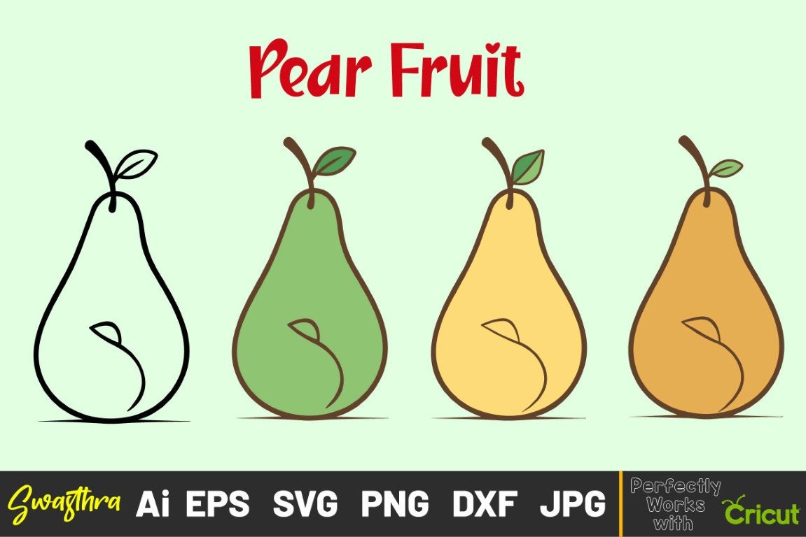 Pear Fruit SVG, Kawaii Fruit SVG, Pear Clipart, Fruit SVG, Food Svg ...