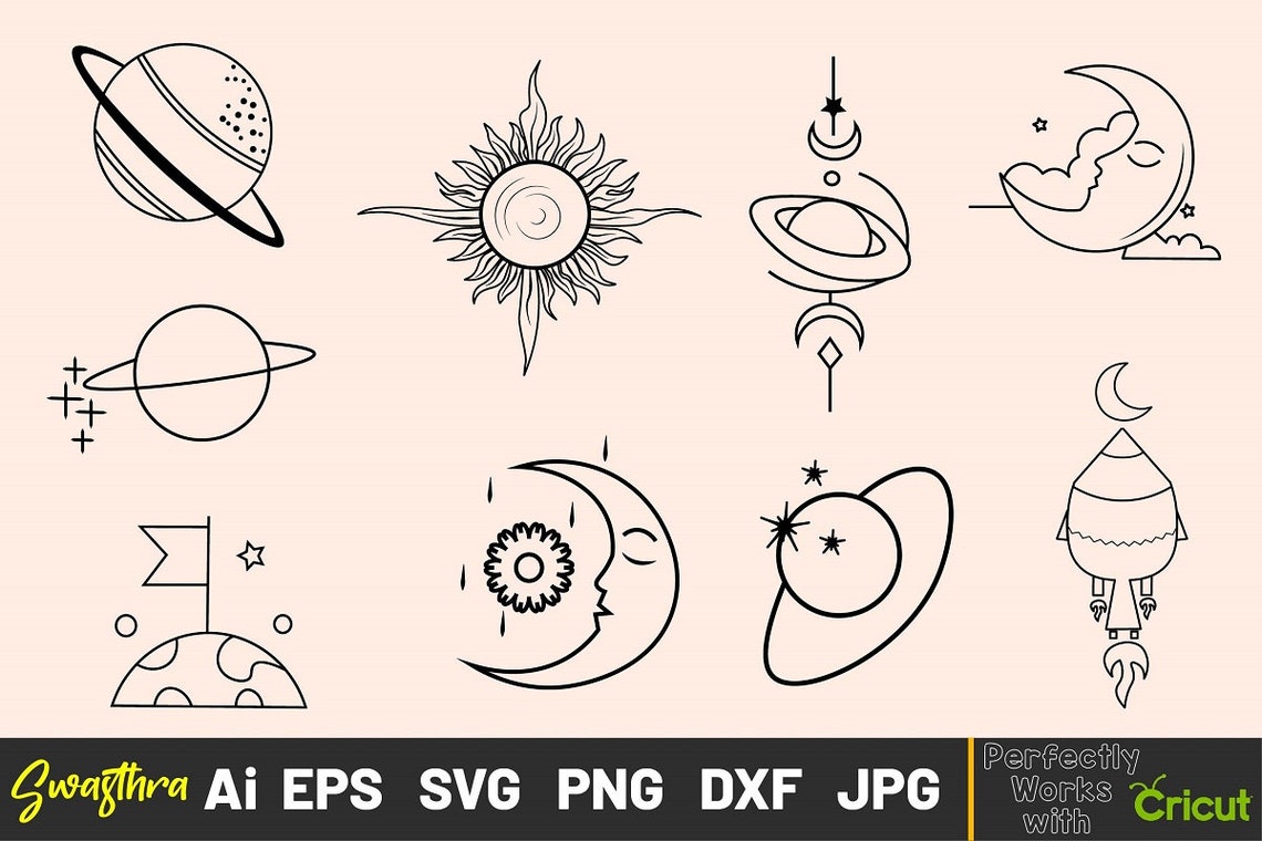 Celestial Space SVG, Planets Svg, Celestial Svg, Moon Svg, Galaxy Space ...