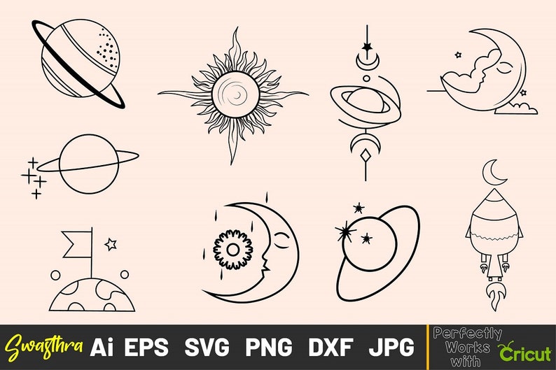 Celestial Space SVG, Planets Svg, Celestial Svg, Moon Svg, Galaxy Space ...