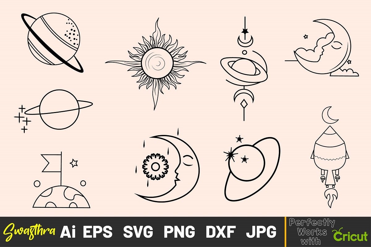 Celestial Space SVG, Planets Svg, Celestial Svg, Moon Svg, Galaxy Space ...