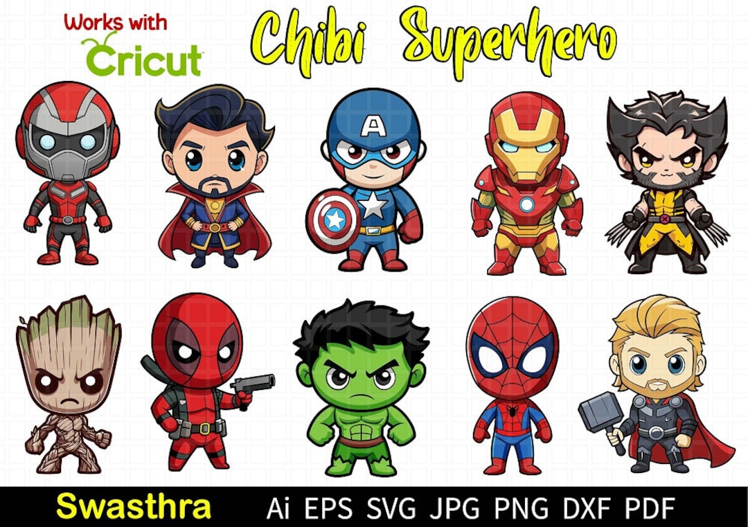 Chibi Superhero SVG, Baby Superhero Svg Bundle, Cute Superheroes ...