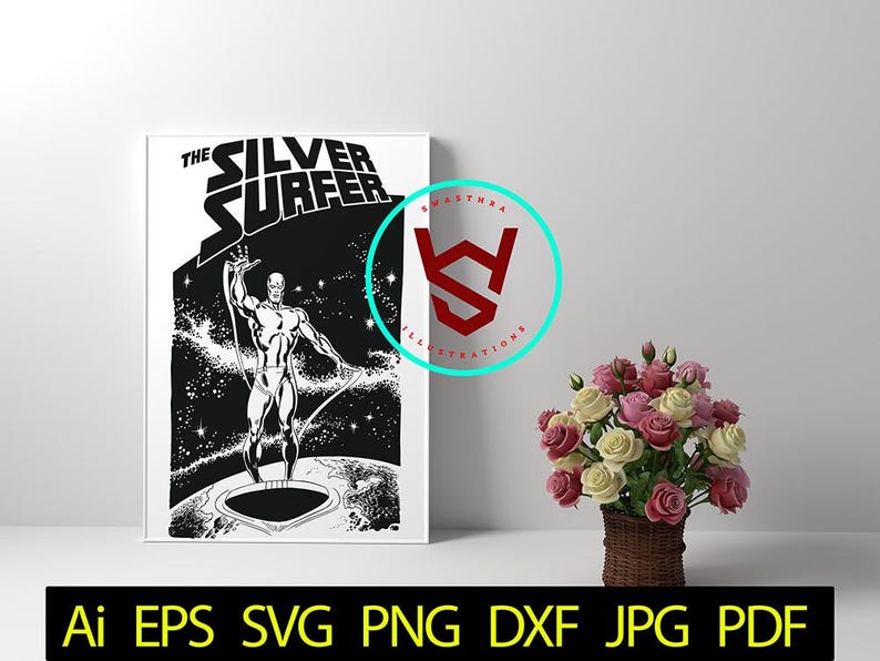 Silver Surfer Vector SVG, Dr Doom Comic Vector, Fantastic Comic Svg ...