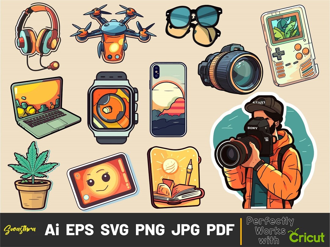 Vlogger Clipart Stickers Svg, Blogger SVG Bundle, Youtuber Sticker ...