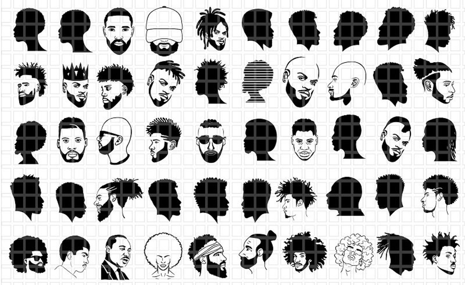 50 Afro Man SVG Bundle, Afro Man Clipart, Afro Man PNG DXF, Melanin ...