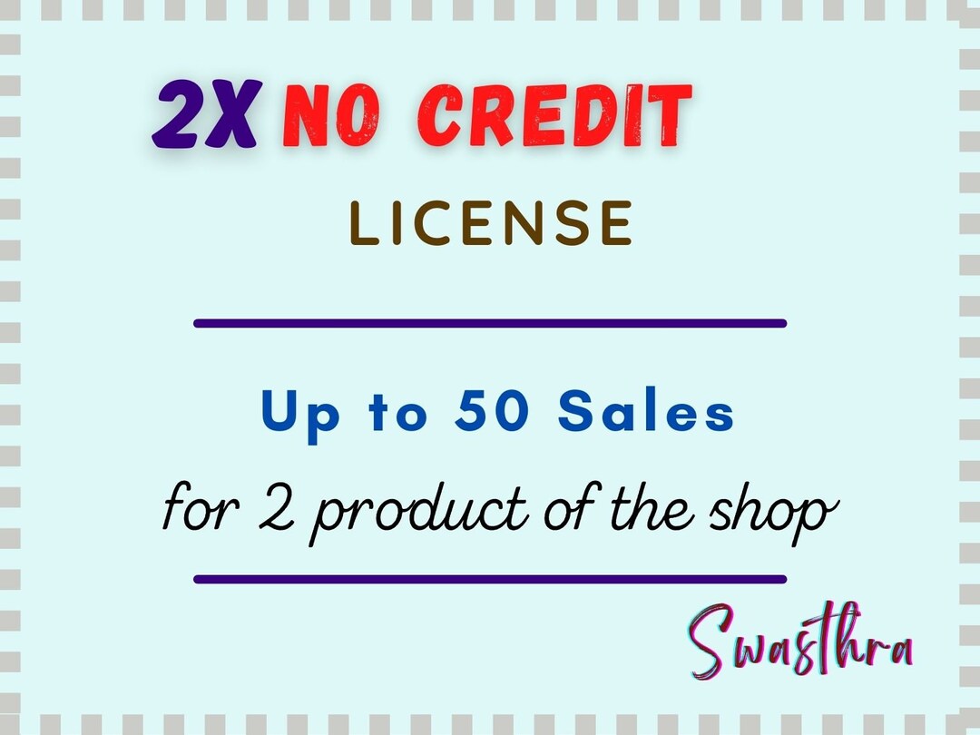 2x No Credit License for Clipart / SVG- up to 50 Sales - License Valid ...