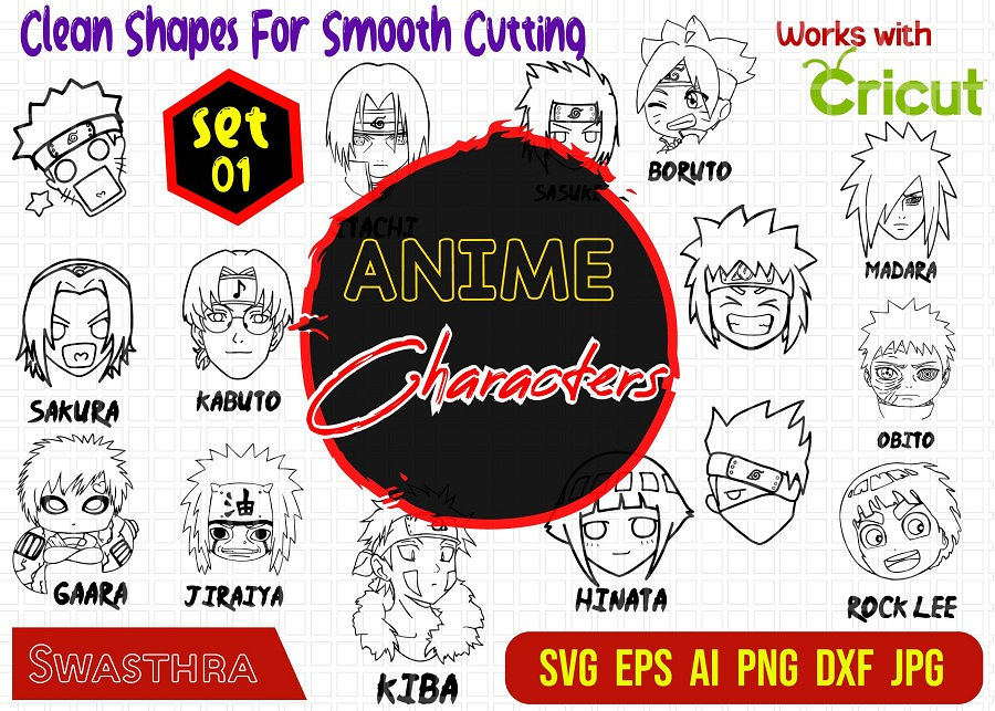 Anime SVG Bundle, Anime Character SVG, Superhero Svg, Chibi Anime ...