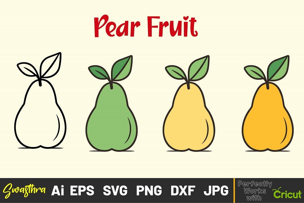 Fruta de pera SVG, Fruta Kawaii SVG, Imágenes Prediseñadas de pera ...