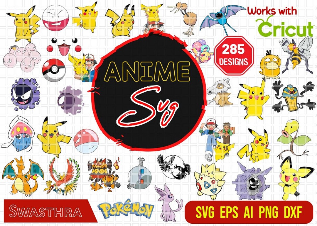 285 Poke Anime SVG Bundle, Anime Character SVG, Pika Svg, Chibi Anime ...