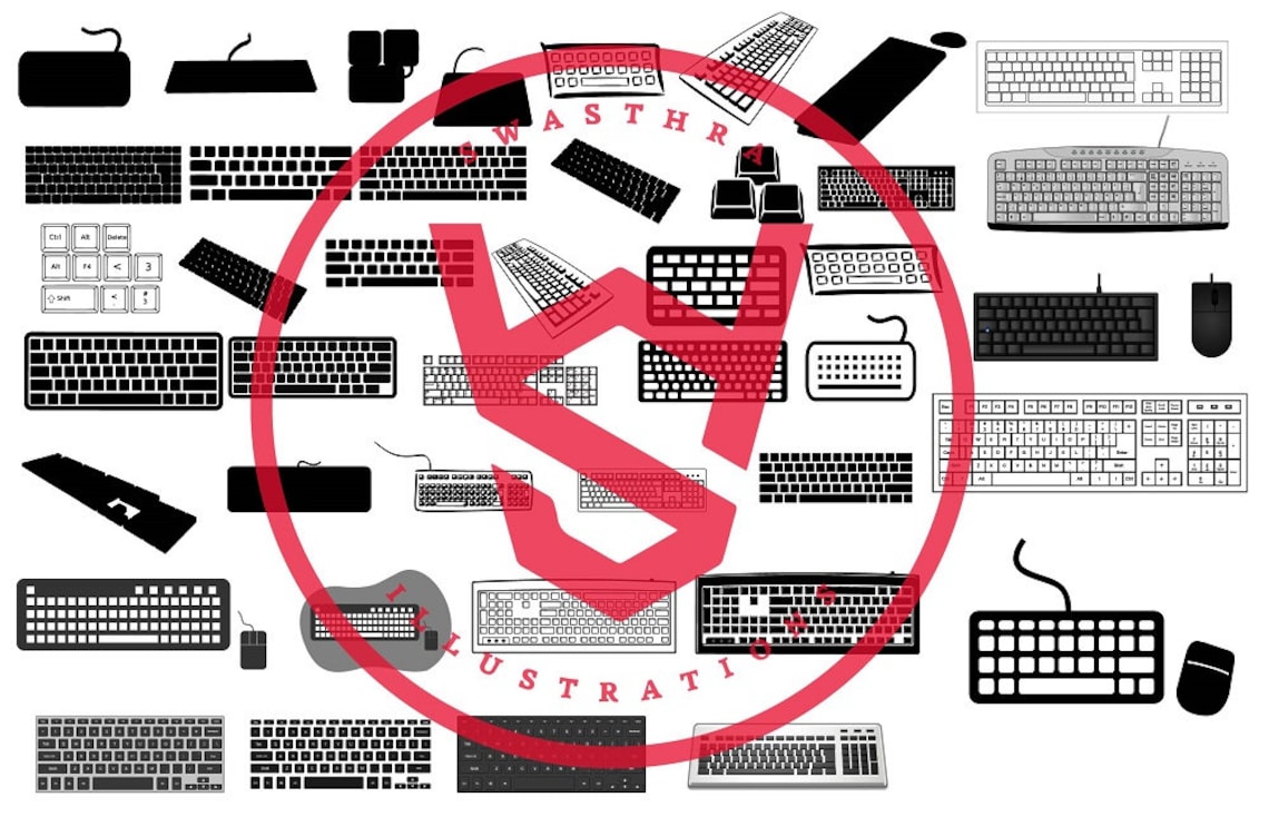 Computer Keyboard SVG Bundle, Computer Silhouette Svg, Keyboard Svg ...