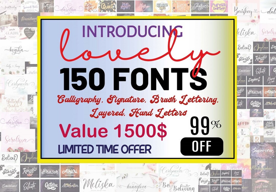 150 Lovely Fonts Bundle, Swashy Fonts, Handwritten Fonts, Calligraphy ...