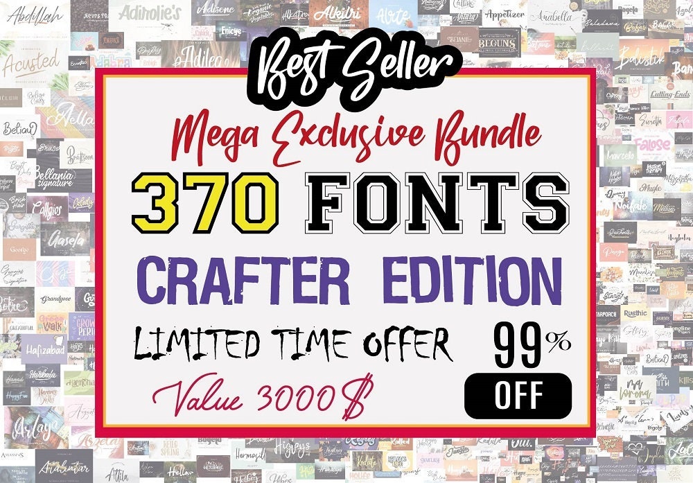 370 Mega Fonts Bundle for Crafters, Handwritten Fonts, Calligraphy ...
