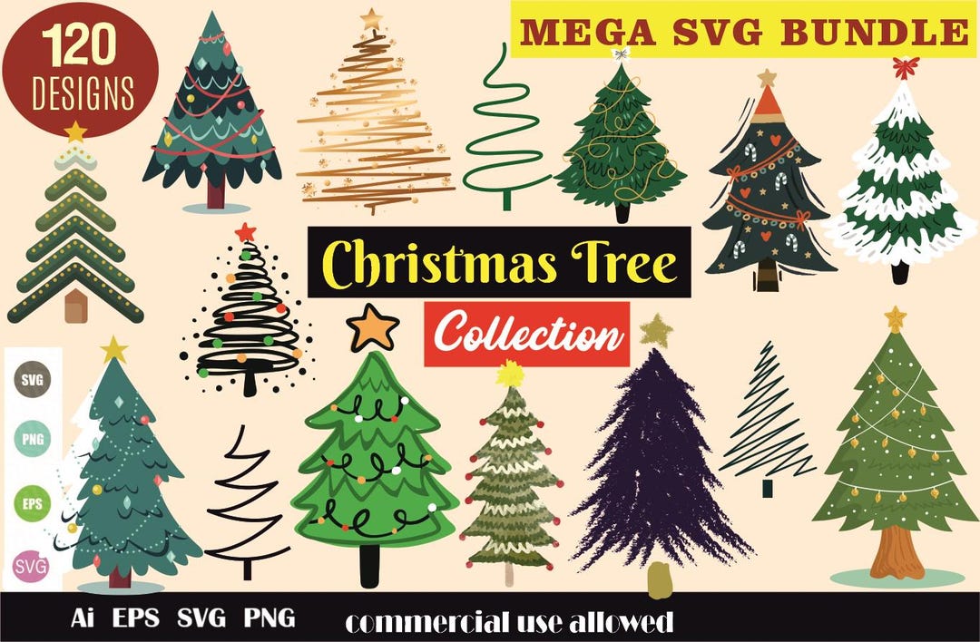 120 Christmas Tree Svg Bundle, Christmas Svg, Christmas Tree Clipart ...
