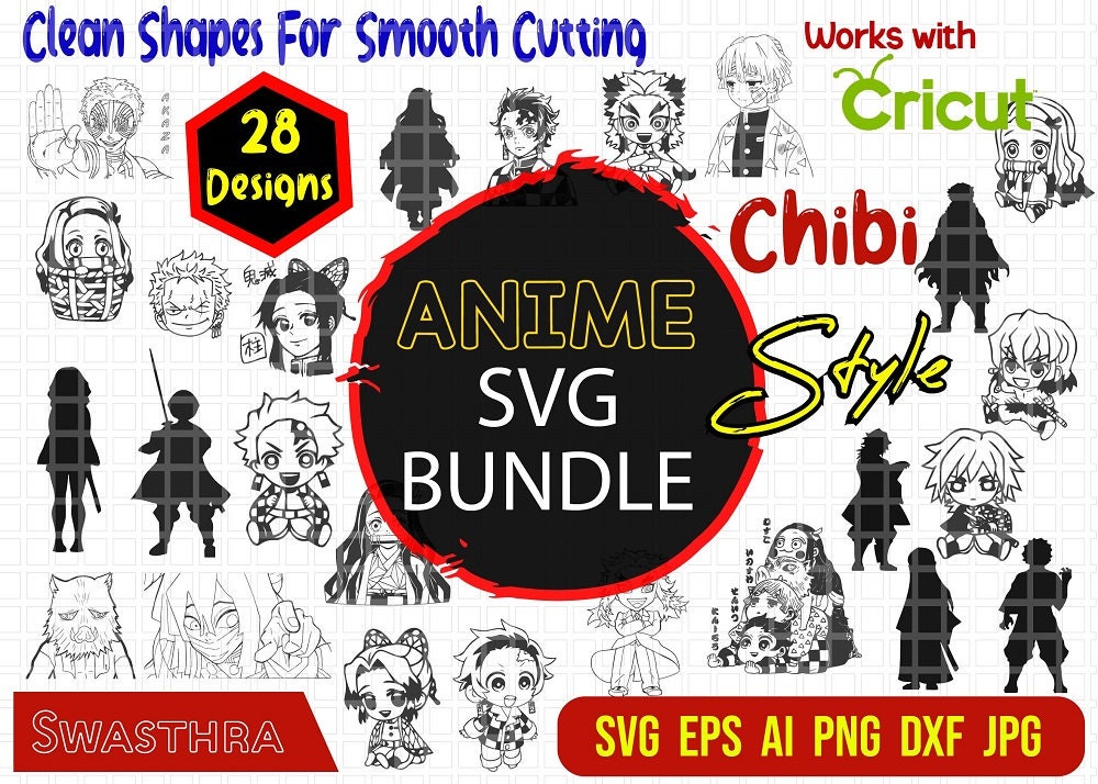 Anime SVG Bundle, Anime Character SVG, Ninja Svg, Chibi Demon, Manga ...