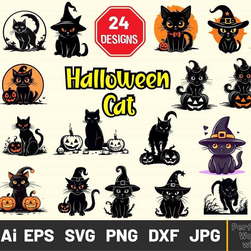 Halloween Cat Svg - Etsy