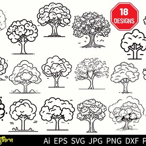 Tree SVG Bundle, Tree Silhouette Svg, Leaves, Trees Svg, Forest Svg ...