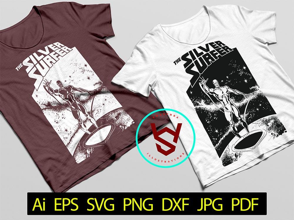 Silver Surfer Vector SVG, Dr Doom Comic Vector, Fantastic Comic Svg ...