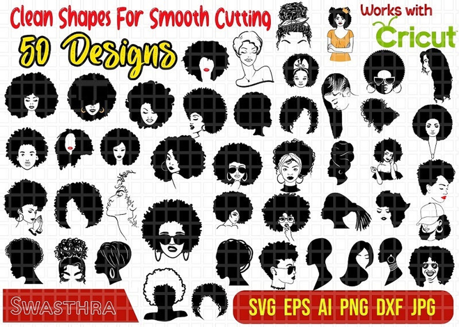 50 Afro Girl Svg, Afro Queen Svg, Afro Woman SVG, Afro Lady Svg, Curly ...