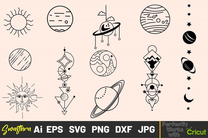 Celestial Space SVG, Planets Svg, Celestial Svg, Moon Svg, Galaxy Space ...