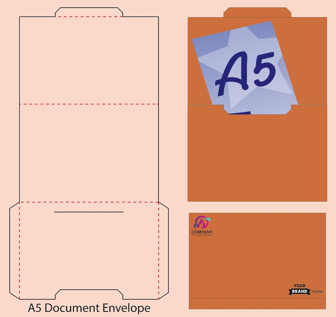 A5 Format Envelope Template, Die Cut, Mock up Template Vector ...