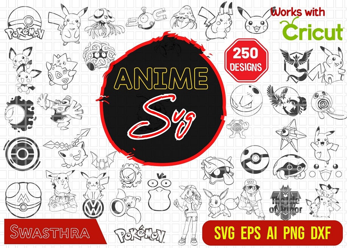 250 Anime SVG Bundle, Anime Character SVG, Ninja Svg, Chibi Anime ...