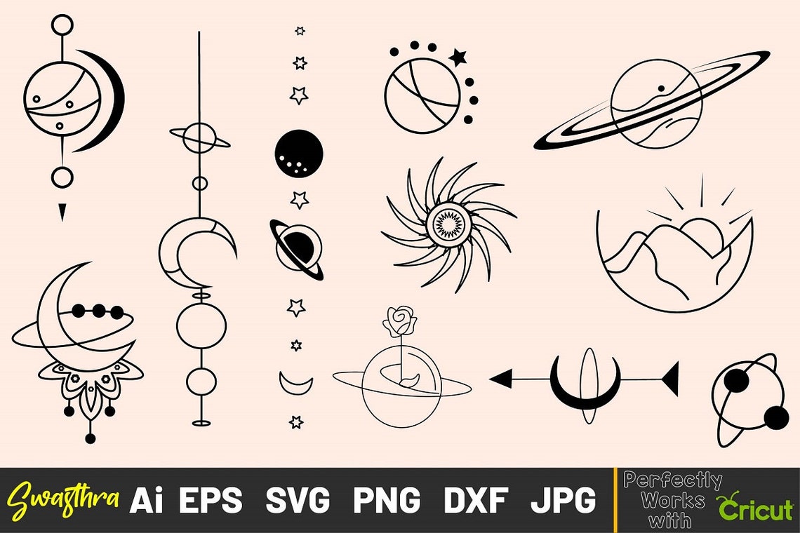 Celestial Space SVG, Planets Svg, Celestial Svg, Moon Svg, Galaxy Space ...