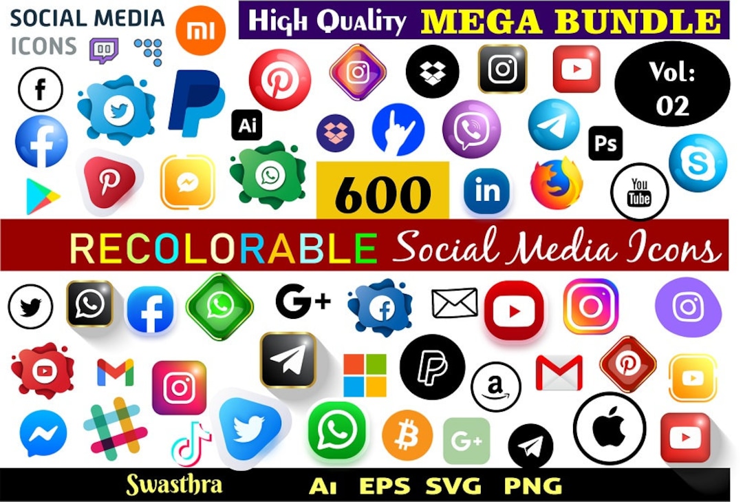 600 Social Media Icons SVG, Website, Social Network, Social Logo Cut ...
