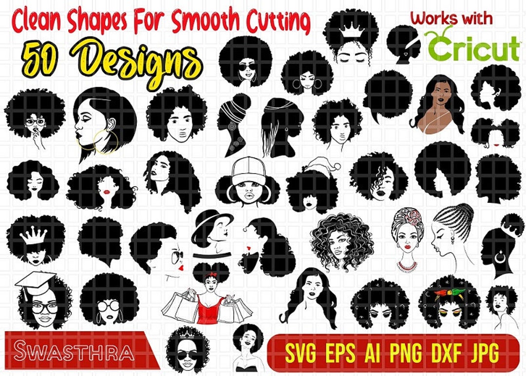 50 Afro Girl Svg, Afro Queen Svg, Afro Lady Svg, Curly Hair Svg, Afro ...