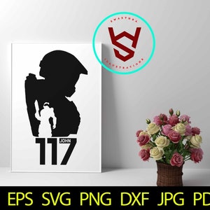 John 117 SVG, Captain Chief Silhouette, Video Game Vector, Spartan SVG ...