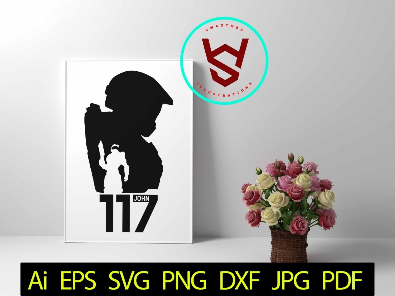 John 117 SVG, Master Chief Silhouette, Video Game Vector, Spartan SVG ...
