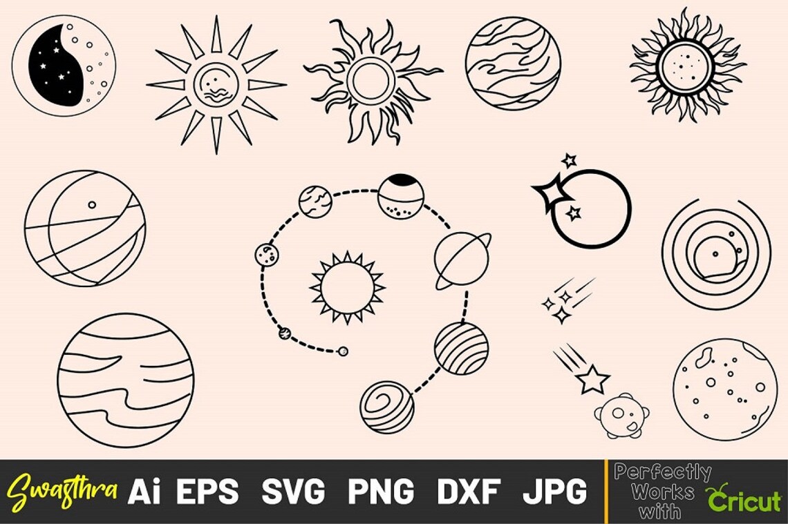 Celestial Space SVG, Planets Svg, Celestial Svg, Moon Svg, Galaxy Space ...
