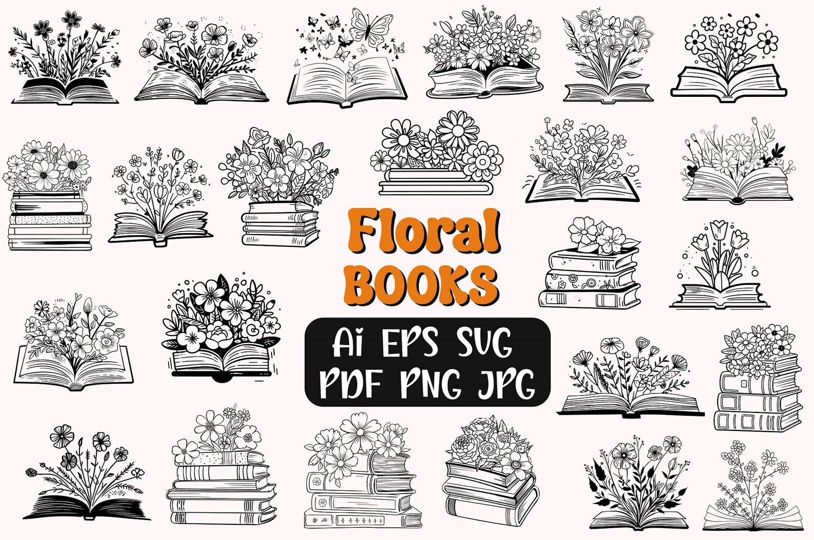 24 Floral Book SVG, Book With Flowers Svg, Book Svg, Reading Books Svg ...