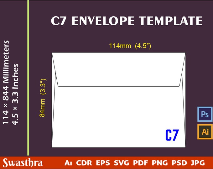 C7 Envelope Template SVG Cut File Vector Cricut Png Dxf Eps PDF - Etsy ...