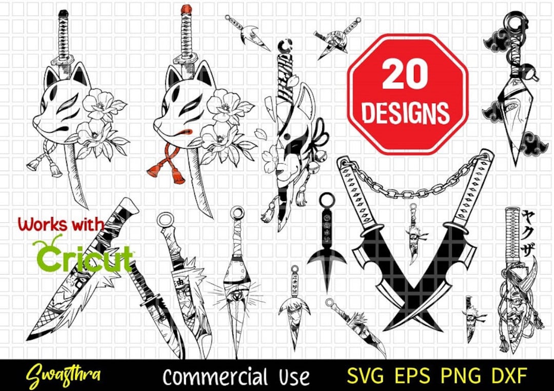 Anime Knives Dagger SVG, Anime Cleaver Svg, Anime SVG Bundle, Anime ...