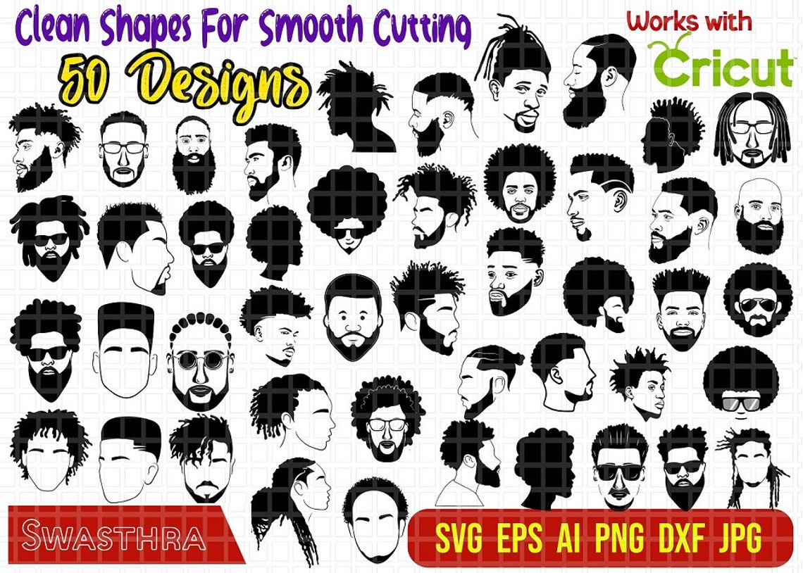 50 Afro Man SVG Bundle, Melanin, Afro Man Clipart, Afro Man PNG DXF ...