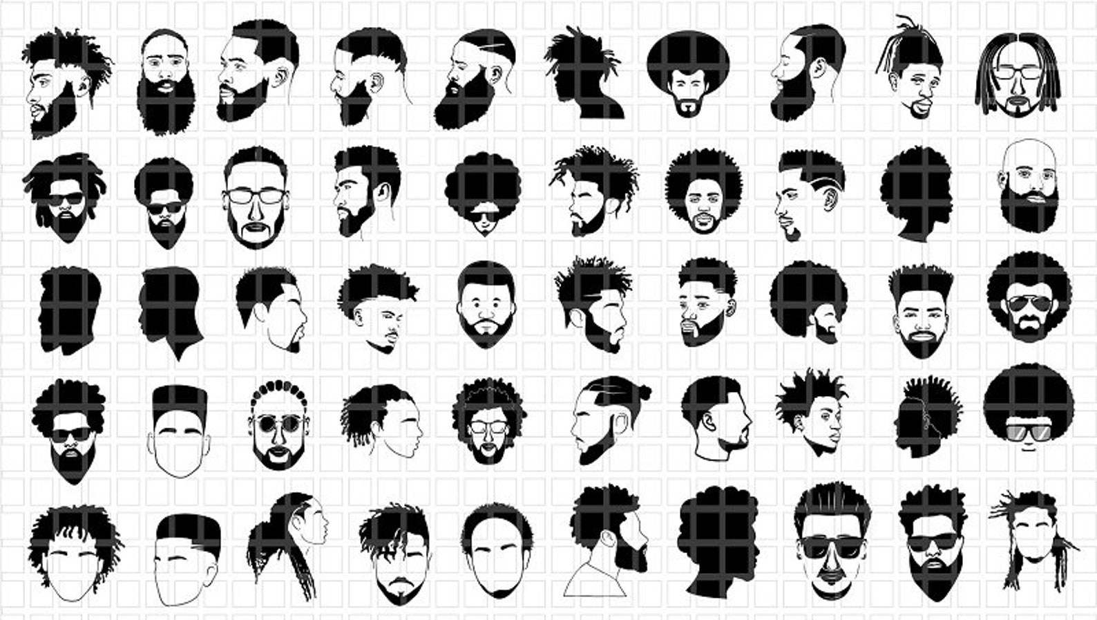 50 Afro Man SVG Bundle, Melanin, Afro Man Clipart, Afro Man PNG DXF ...