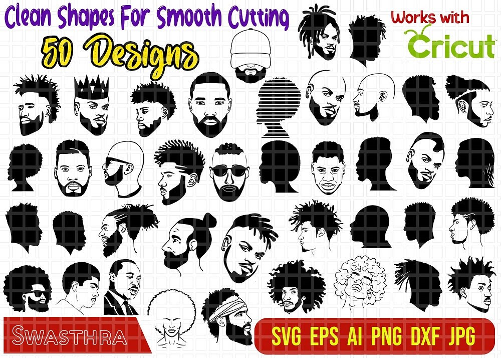 50 Afro Man SVG Bundle, Afro Man Clipart, Afro Man PNG DXF, Melanin ...