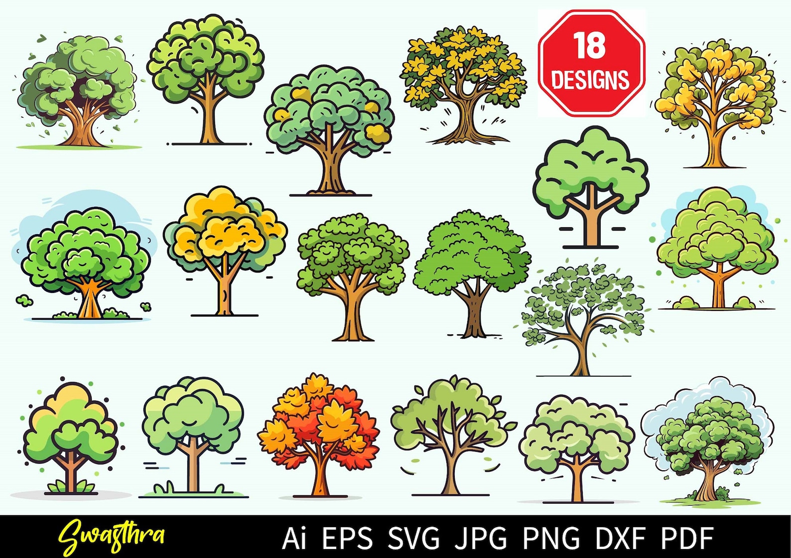Tree SVG Bundle, Tree Silhouette Svg, Leaves, Trees Svg, Forest Svg ...