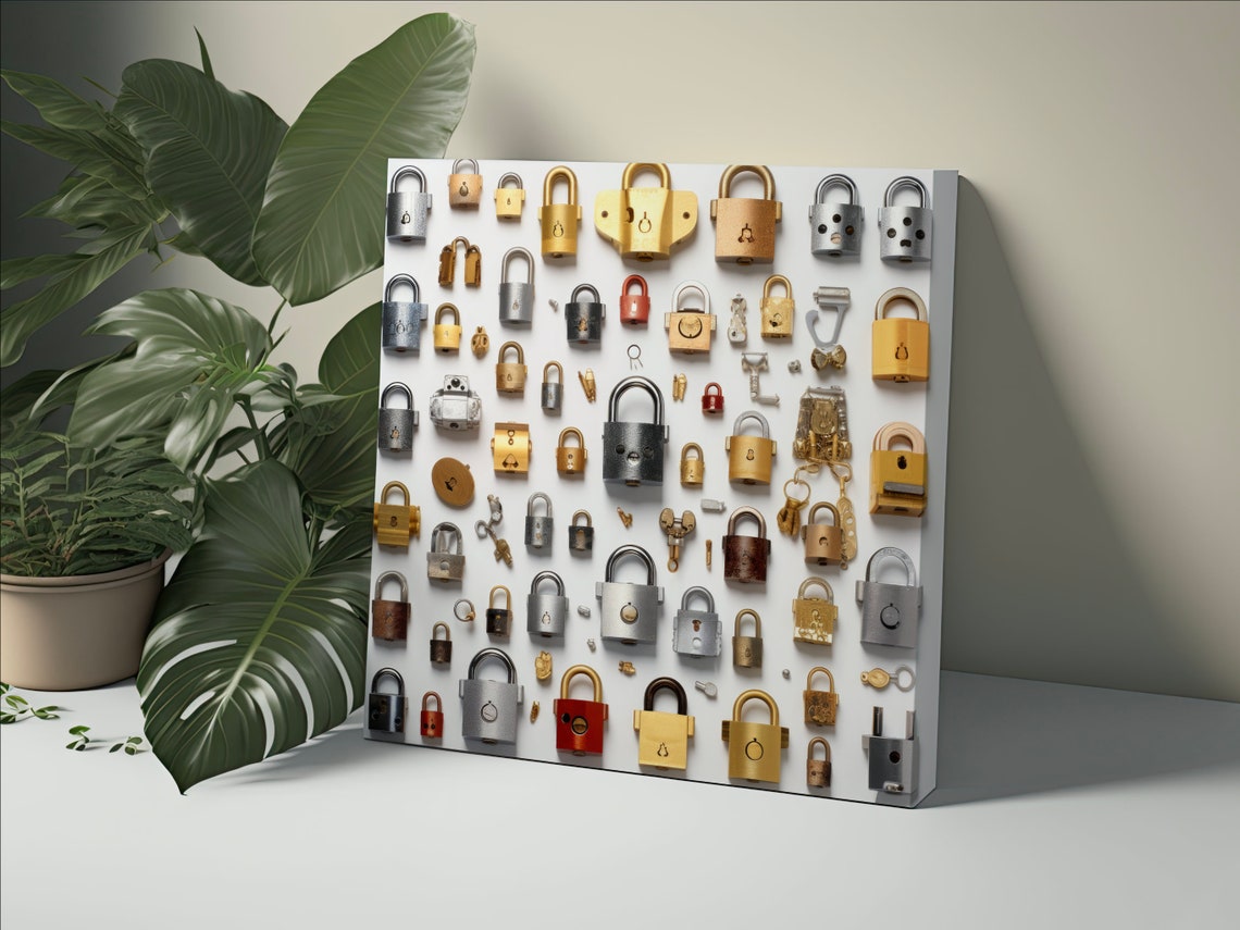 Padlocks Assorted Designs. Knolling Style. Top Down Image. - Etsy