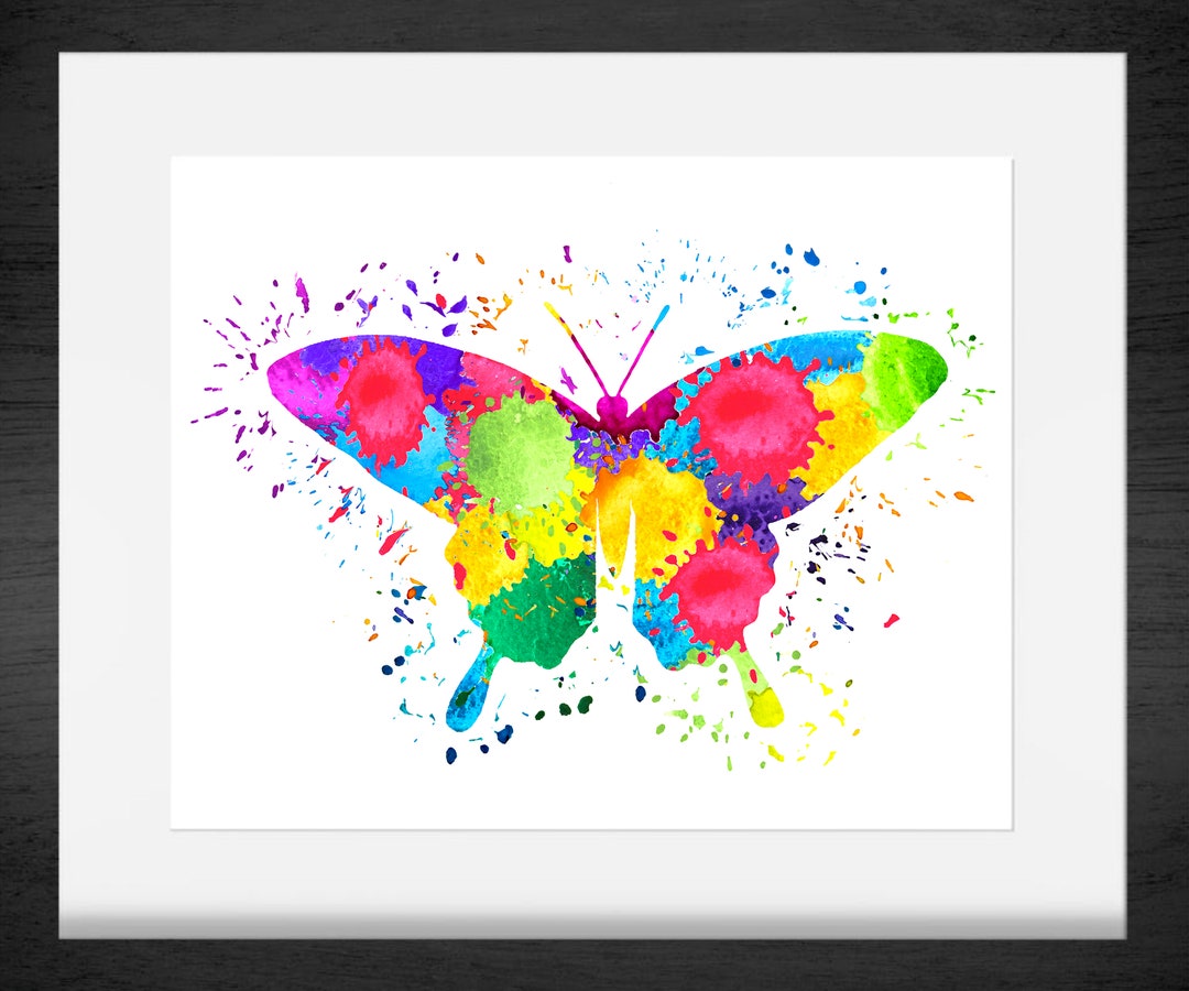 Butterfly Colourful Splash Splatter Paint Wall Art Digital Image Full ...