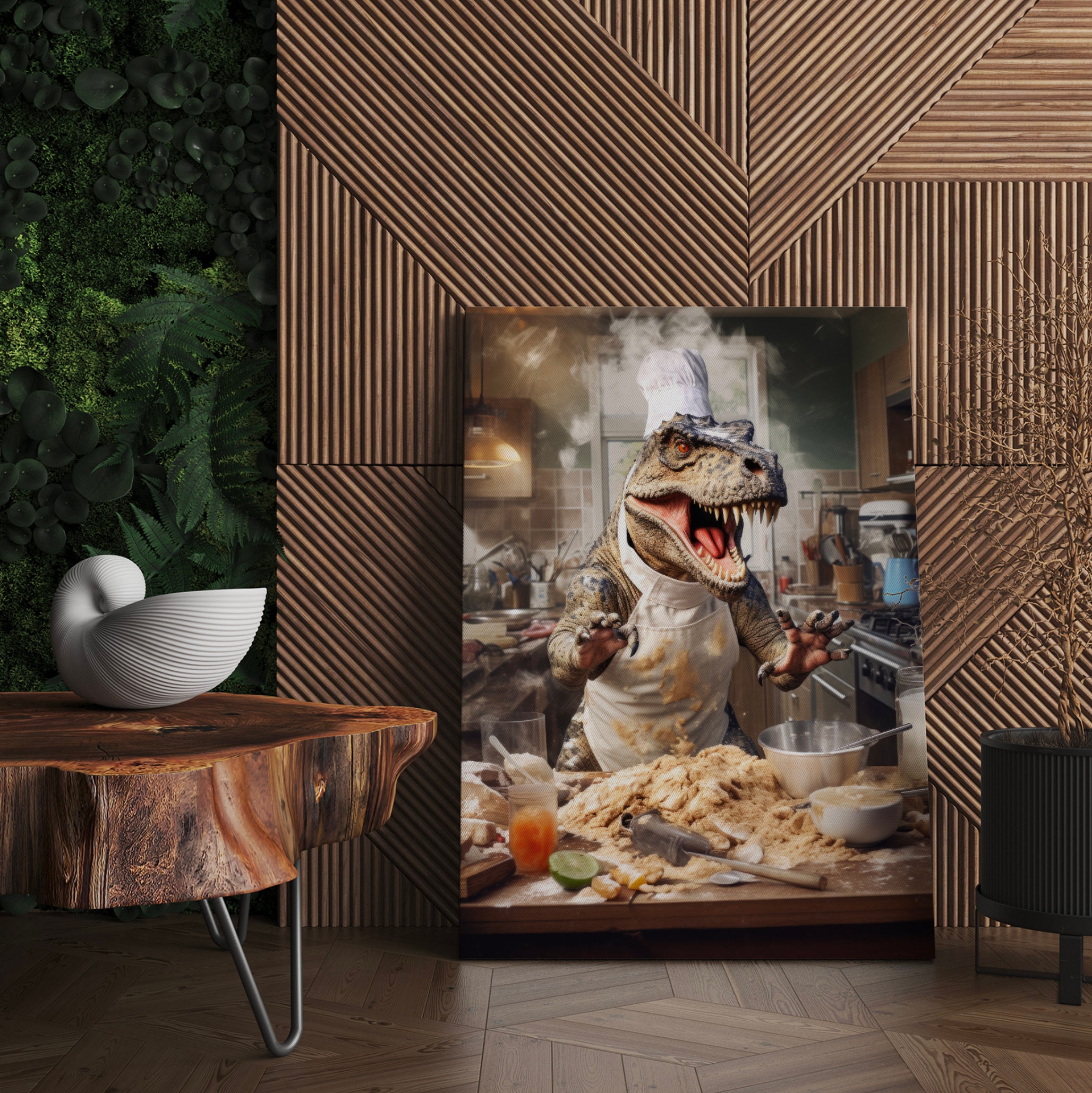 T.rex Tyrannosaurus Angry Chef Dinosaur Baking a Cake Picture. Colour ...