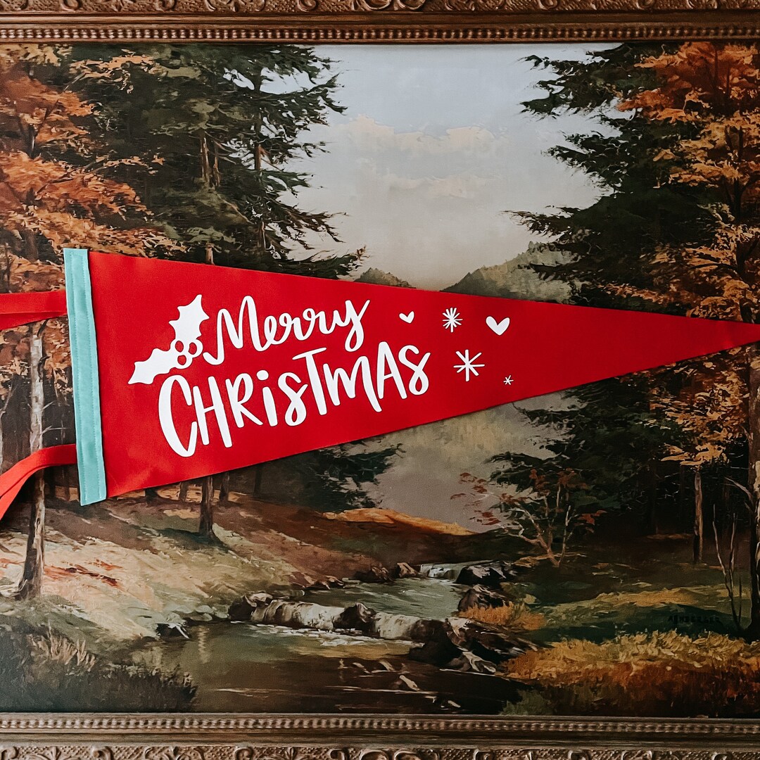 MERRY CHRISTMAS Pennant Flag / Wall Felt Pennant / Happy Christmas ...