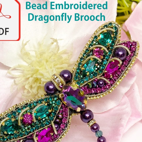 DIY Bead Embroidered Dragonfly Brooch PDF Tutorial - Etsy