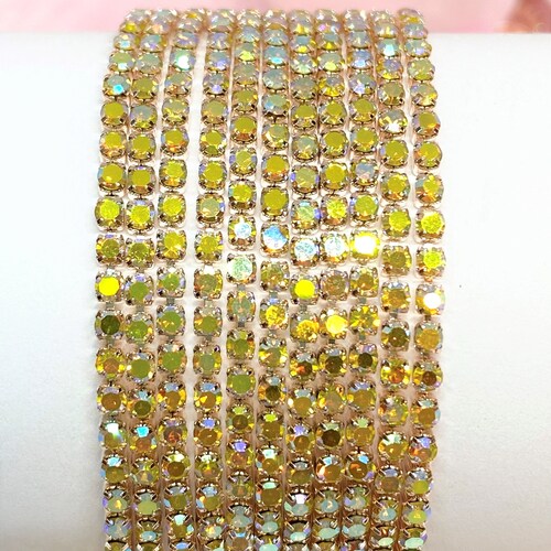 1 YARD 2mm Rhinestones Cup Chain Aquamarine AB Color in Light - Etsy