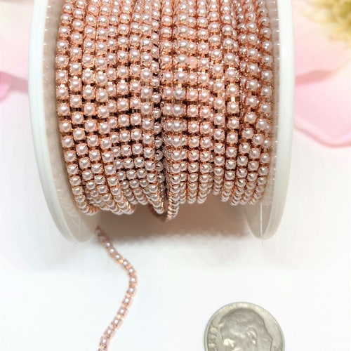 1 YARD 2mm Rhinestones Cup Chain Opal Coral Pink Color With - Etsy