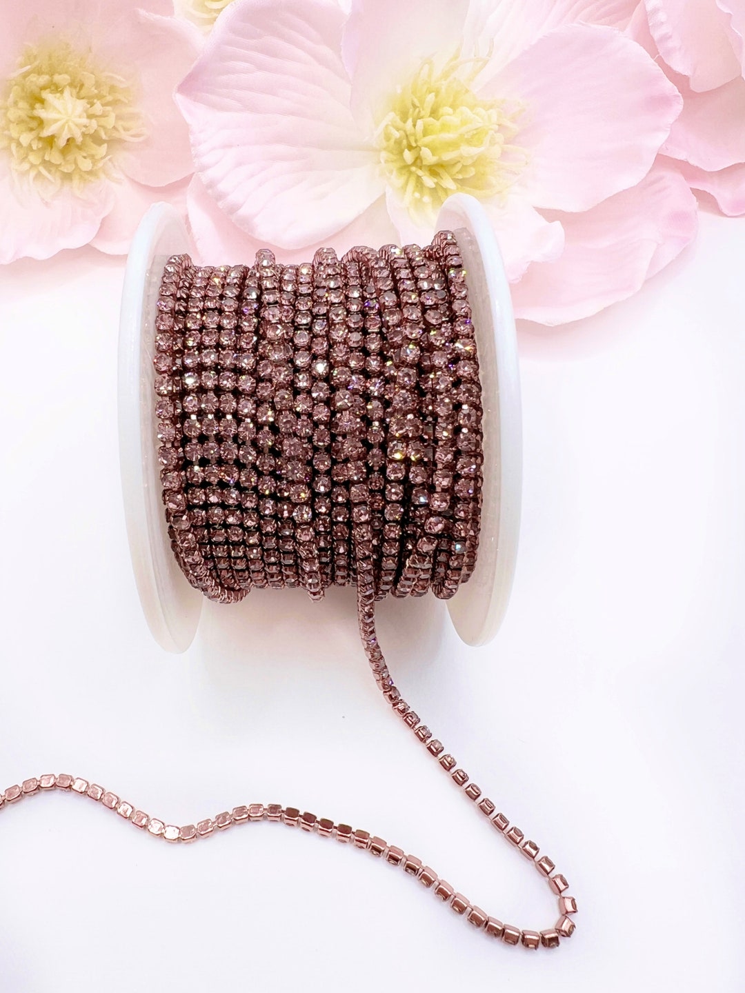 1 YARD 2mm Rhinestones Cup Chain Brown Amethyst Color With the Same ...