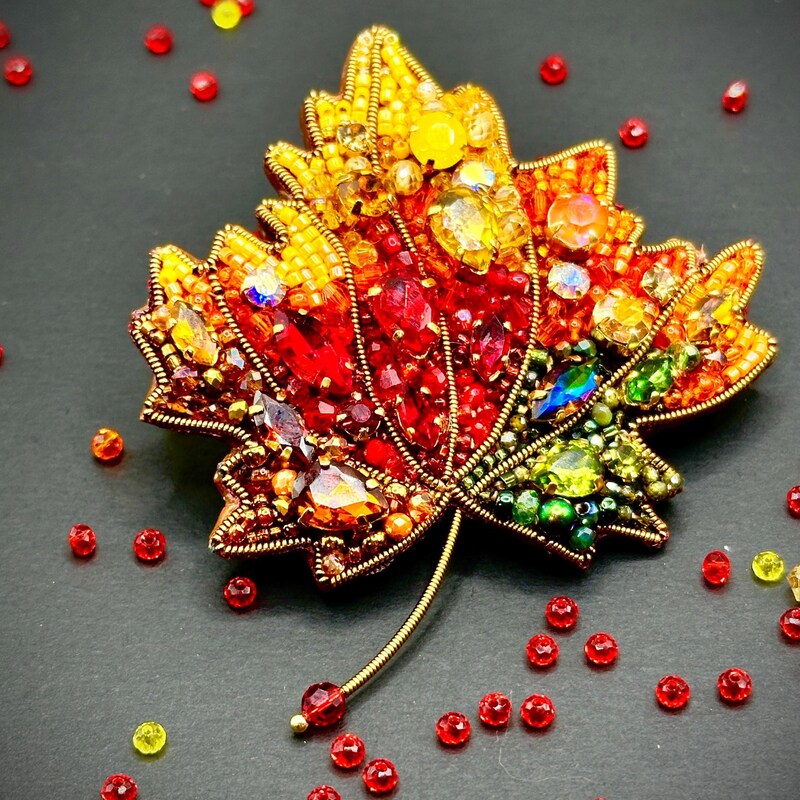 Beaded Brooch - Etsy