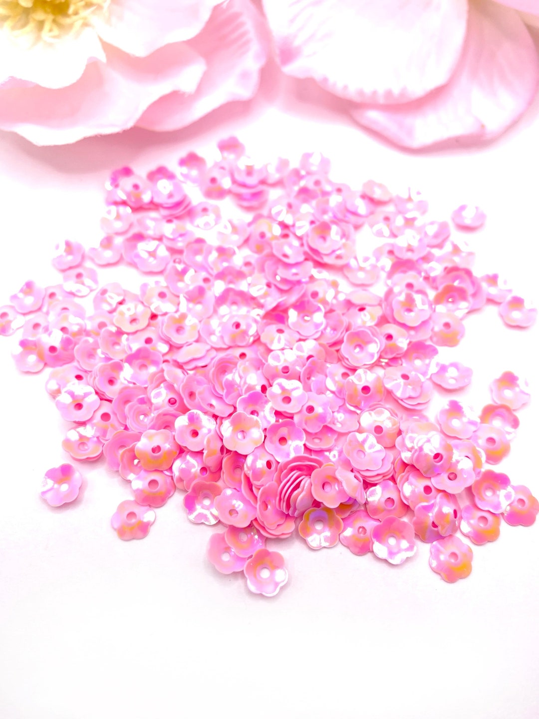 6mm Flower Cup Sequins Pink AB Color - Etsy